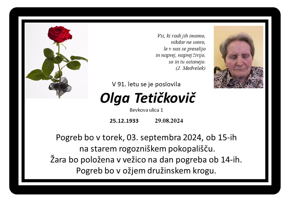 Olga Tetičkovič - osmrtnice.si